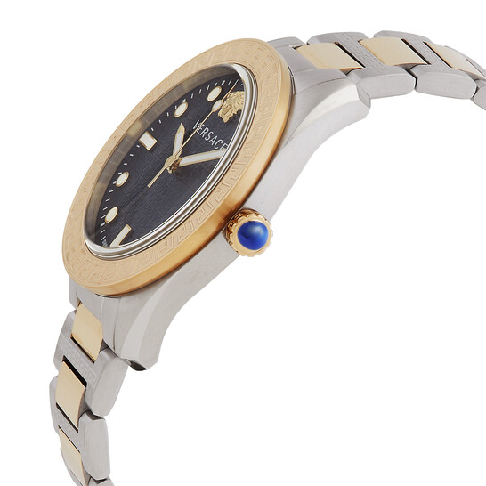 Versace Greca Dome Quartz Blue Dial Two-Tone Men's Watch VE2T00422 ...