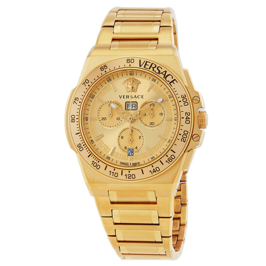 Versace Greca Extreme Chronograph Quartz Gold Dial Men's Watch ...
