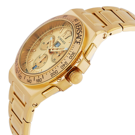 Versace Greca Extreme Chronograph Quartz Gold Dial Men's Watch ...