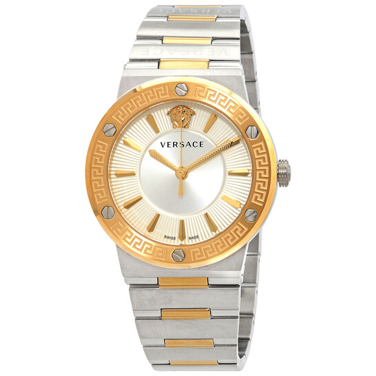 Versace Greca Logo Quartz Silver Dial Ladies Watch VEVH00620 - Watches ...