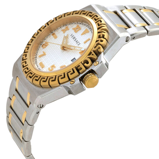 Versace Greca Reaction Quartz White Dial Two-Tone Men's Watch VE3I00422 ...
