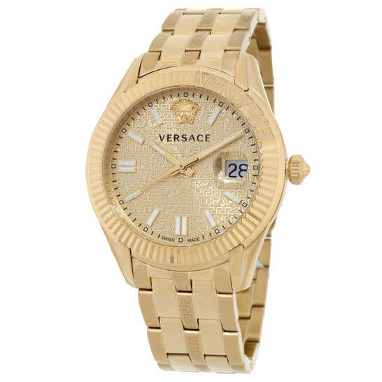 Versace Greca Time Quartz Gold Dial Men's Watch VE3K00522 7630615115122 ...