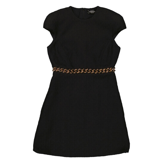 Versace Ladies Black Woven Chain-Link Mini Shift Dress, Brand Size 36 ...