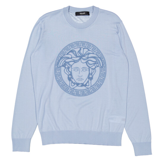 Versace Medusa Embroidered Wool Sweater, Brand Size 50 ( US Size 40 ...