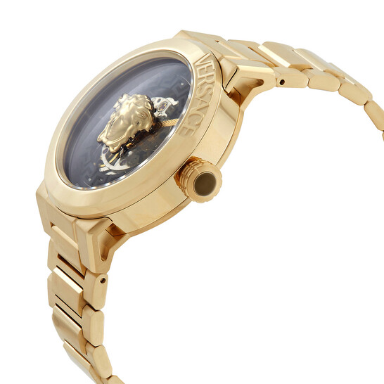 Versace Medusa Infinite Automatic Black Skeleton Dial Ladies Watch ...