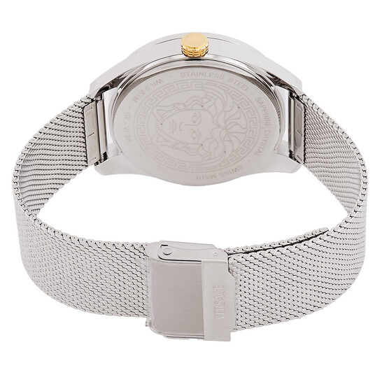 Versace New V Circle Quartz Men's Black Guilloche Dial Watch VE8A00324 ...