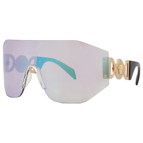 Versace Pink Mirrored Blue Shield Unisex Sunglasses VE2258 1002MA 45 ...