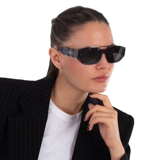 Versace Transparent Grey Mirror Silver Geometric Unisex Sunglasses ...