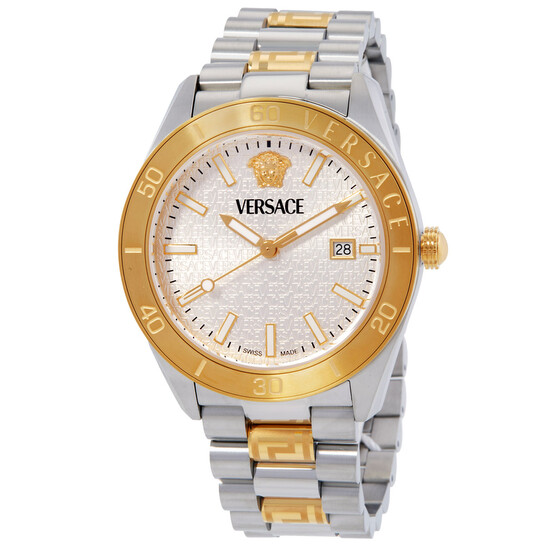 Versace V-Dome Quartz Silver Dial Men's Watch VE8E00424 - Watches, V ...