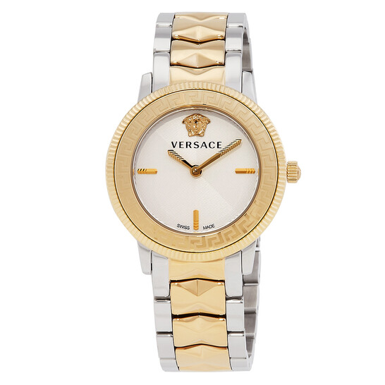 Versace V-Tribute Quartz Silver Dial Two-Tone Ladies Watch VE2P00422 ...