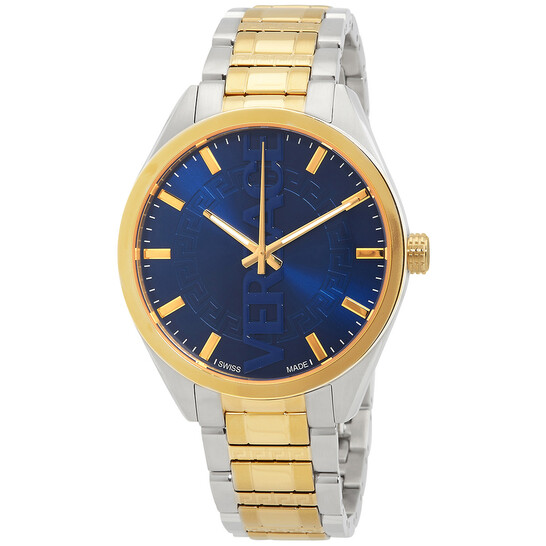 Versace V-Vertical Quartz Blue Dial Two-Tone Men's Watch VE3H00422 ...