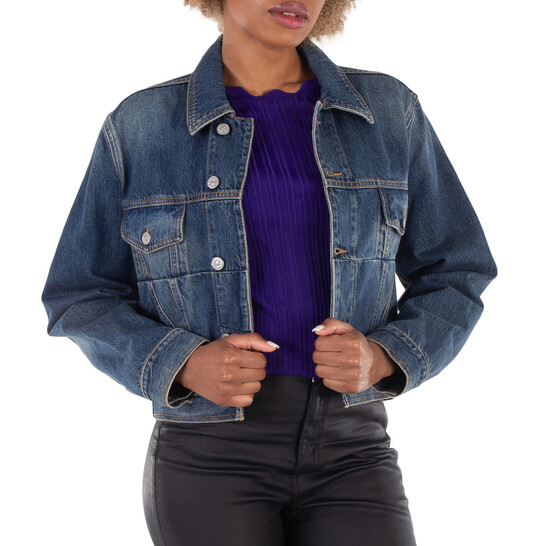 Victoria Beckham Cropped Denim Jacket, Brand Size 4 (US Size 0 ...