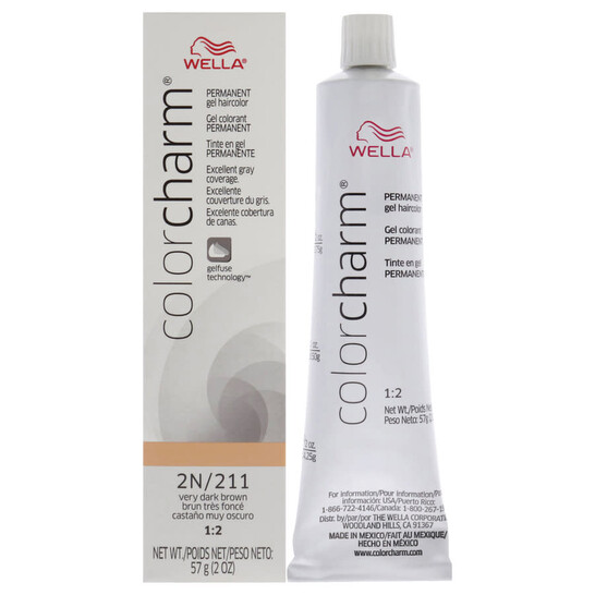 Wella Color Charm Permanent Hair Color Gel 2 oz 2N 211 Very Dark Brown ...