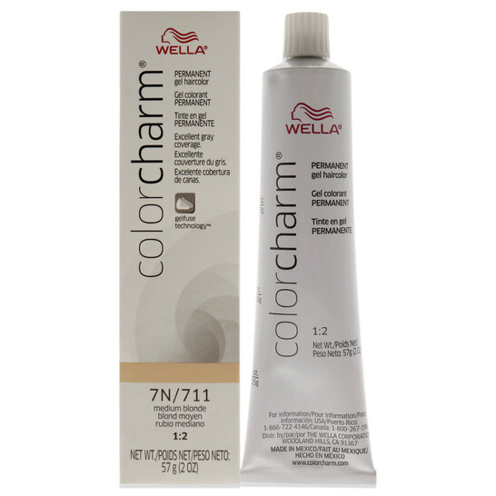 Wella Color Charm Permanent Hair Color Gel 2 oz 711 7N Medium Blonde ...