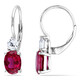 Amour 4 5/8 CT TGW Created Ruby and White Sapphire Leverback Earrings In Sterling Silver ...