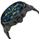 Diesel Bad Ass Chronograph Blue Dial Black Leather Men's Watch DZ7257 ...