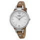 Fossil Georgia Silver Dial Tan Leather Ladies Watch ES3060 ...