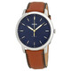 Fossil Minimalist Blue Dial Brown Leather Men's Watch FS5304 ...