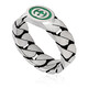 Gucci Gourmette Silver And Green Interlocking G Ring, Size 15 ...