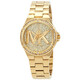 Michael Kors Lennox Pave Quartz Crystal Gold Dial Ladies Watch MK7229 ...
