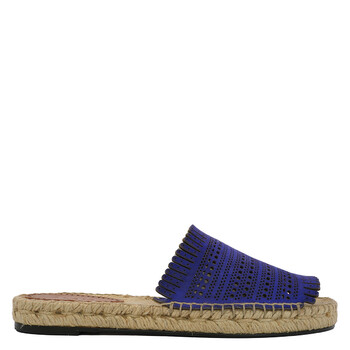 Alaïa Ladies Blue Openwork Leather Espadrille Mules, Brand Size 39 ( US ...