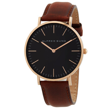 Alfred Sung Ultra Slim Quartz Black Dial Men's Watch AS7100RL-1A ...