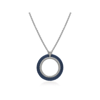 Alor Grey Cable & Yellow Chain Interlocking Full Circle Necklace with 14K Gold & Diamonds 08-43 ...