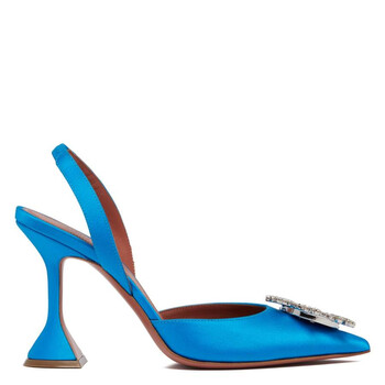 Amina Muaddi Ladies Satin Ocean Begum Sling Heels, Brand Size 38 ( US ...