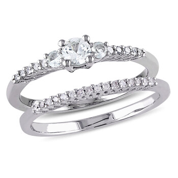 Amour 1/4 CT TW Princess Cut and Round Diamond Crossover Bridal Set In ...