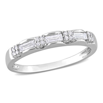 Amour 1/3 CT TW Baguette and Round Diamond Anniversary Band In 10K ...