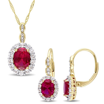 Amour 8 CT TGW Created Ruby and White Sapphire Leverback Earrings In Sterling Silver JMS003190 ...