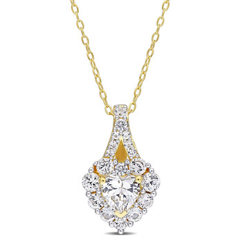 Amour 1 1/2 CT TGW Trillion Peridot and White Topaz Halo Necklace in ...