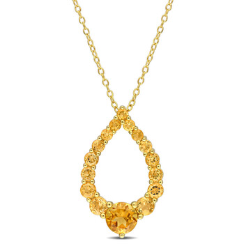 Amour 2 1/4 TGW African Amethyst Halo Link Pendant with Chain In Yellow ...