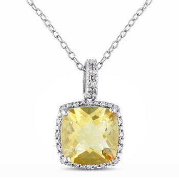 Amour 6 CT TGW Citrine and Diamond Accent Wrapped Pendant W+d97:d100ith ...
