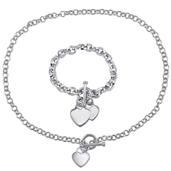 Amour Heart Charm Necklace In Sterling Silver JMS003530 - Jewelry ...
