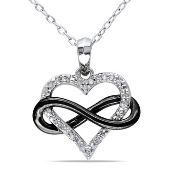 Amour 1/10 CT TW Diamond Infinity Heart Pendant with Chain In 2-Tone ...