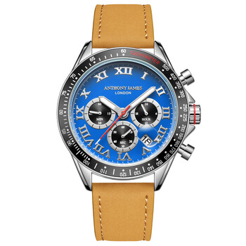 Anthony James Tachymeter Chrono Blue Dial Men's Watch AJ093 ...