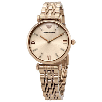 Emporio Armani Quartz Crystal Pink Dial Ladies Watch AR11129 ...