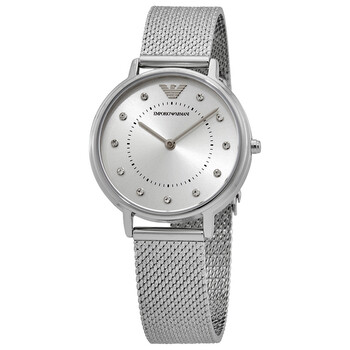 Emporio Armani Quartz Crystal White Mother of Pearl Dial Ladies Watch ...