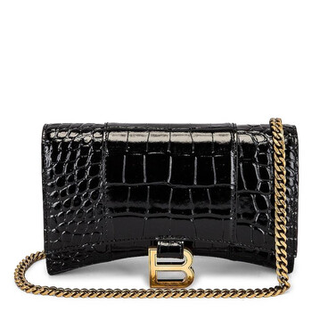 Balenciaga Crocodile Embossed Hourglass Chain Wallet 656050 1LRGM 1000 ...