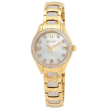 Bulova Marine Star Quartz Crystal White Dial Ladies Watch 98R294 ...