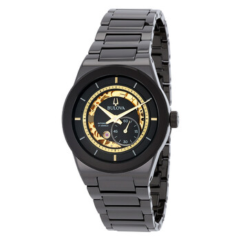 Bulova Octava Automatic Crystal Gold Skeleton Dial Men's Watch 98A293 ...