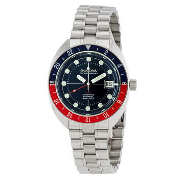 Bulova Oceanographer GMT Automatic Black Dial Men's Watch 97B215 ...