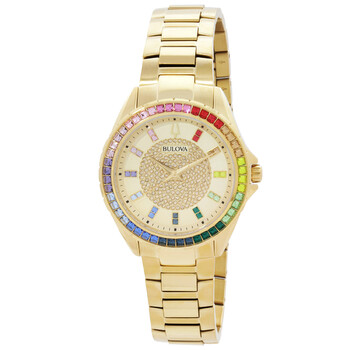 Bulova Phantom Quartz Crystal Champagne Dial Ladies Watch 97L176 ...