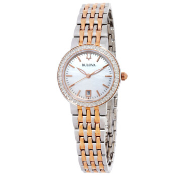 Bulova Marine Star Diamond White Mother of Pearl Dial Ladies Watch ...