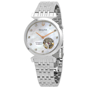 Bulova Classics Automatic Mother of Pearl Diamond Dial Ladies Watch ...