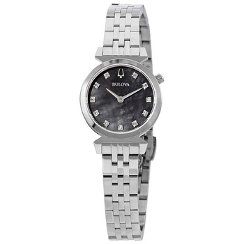 Bulova Quadra Quartz Diamond Black Dial Men's Watch 96D145 042429567207 ...