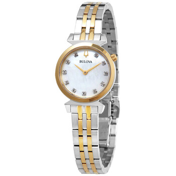 Bulova Marine Star Diamond White Mother of Pearl Dial Ladies Watch ...
