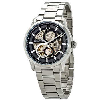Bulova Classic Automatic Gunmetal Skeleton Dial Men's Watch 98A179 ...
