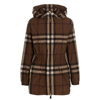 Burberry Binham Check-Pattern Lightweight Parka Jacket, Brand Size 2 ( US Size 0 ) 8055441 ...